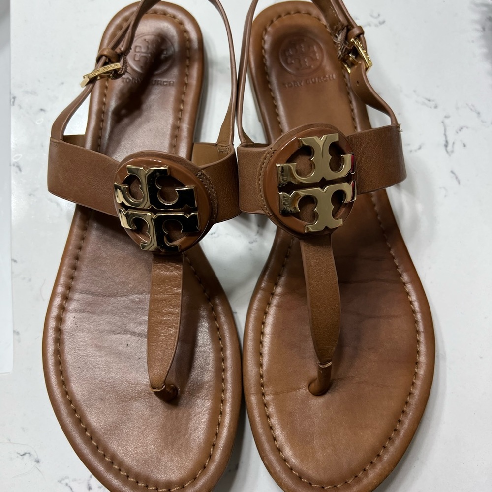 Tory Burch Tan Claire Sandals, Rohan Tan, Size 9 - Gem